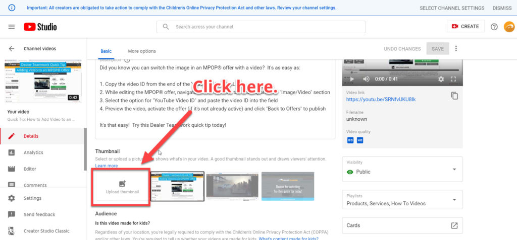 How To Add Custom Thumbnail Images To YouTube Videos - Dealer Teamwork